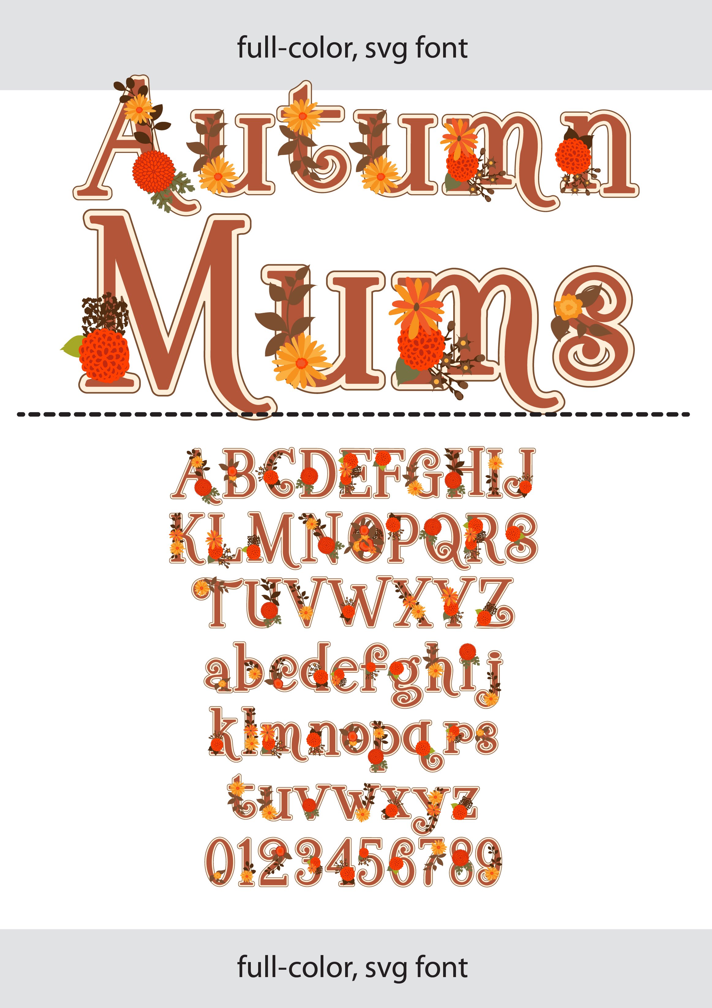 Full Color SVG Font great for autumn