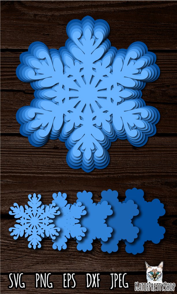 3D Layered Snowflake SVG, Christmas Papercut, (1100910)