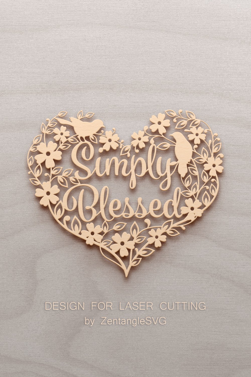Simply Blessed SVG DXF Laser cut files, Flower Floral Heart