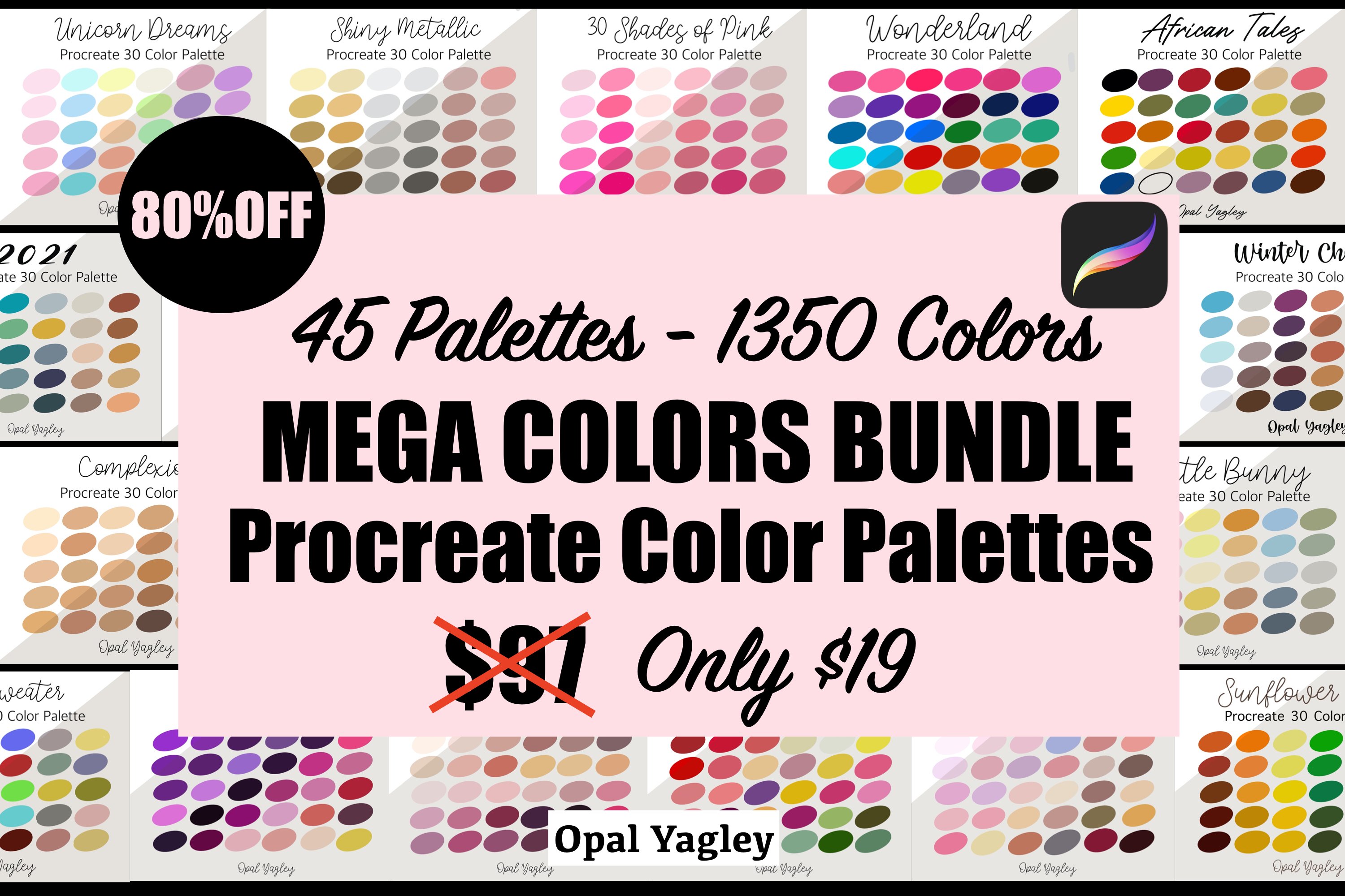 Procreate Color Palette Bundle -MEGA Pack 1350 Colors
