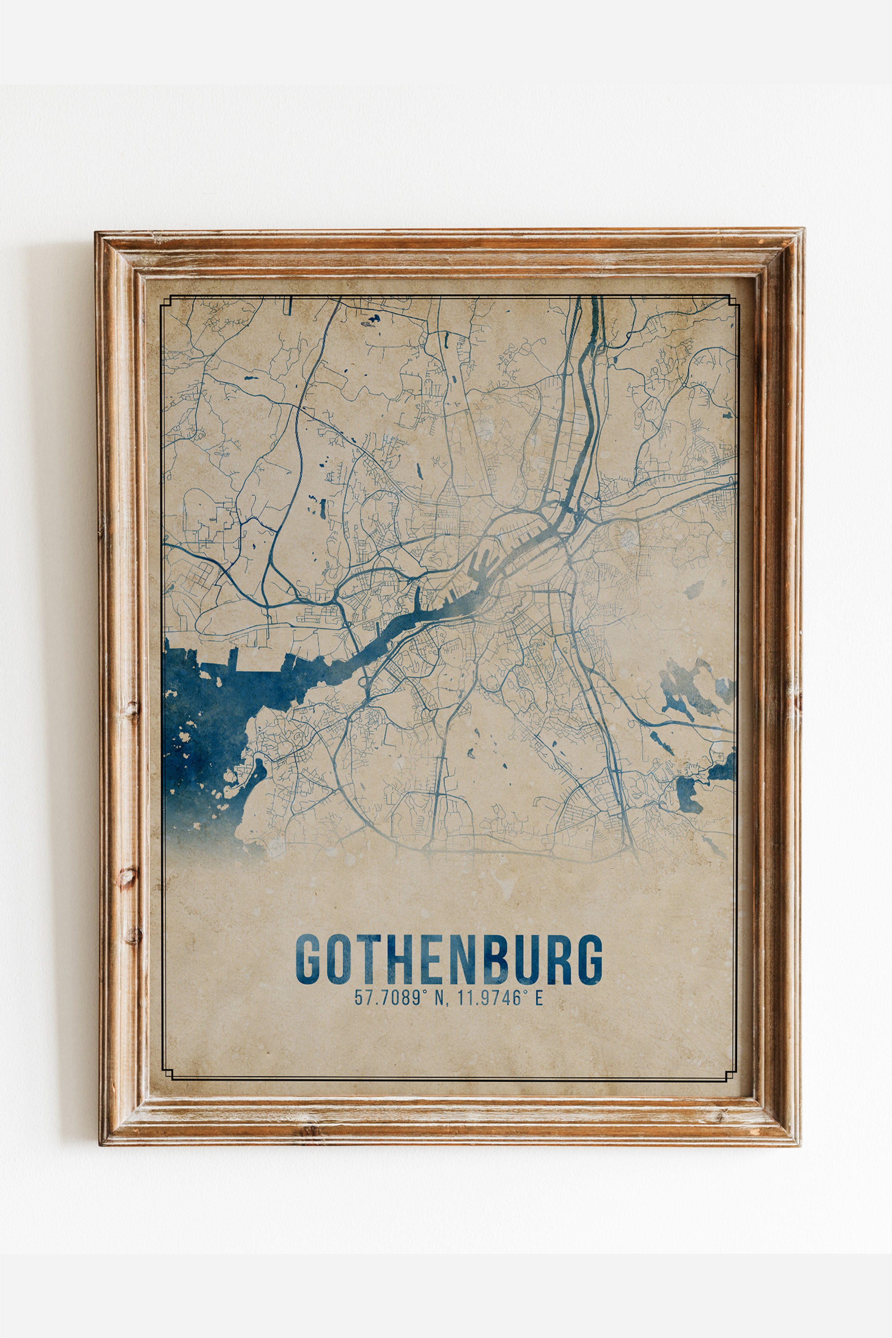 Gothenburg Antique Watercolor City Map Poster