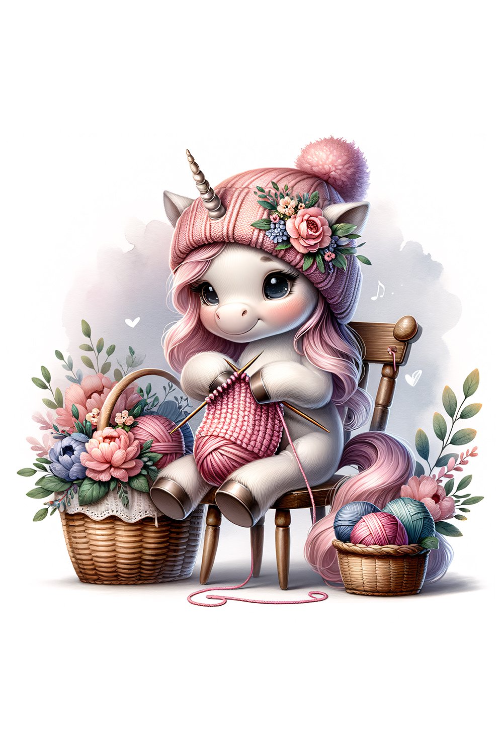 Cute Unicorn Knitting JPG Sublimation Design (3597371)