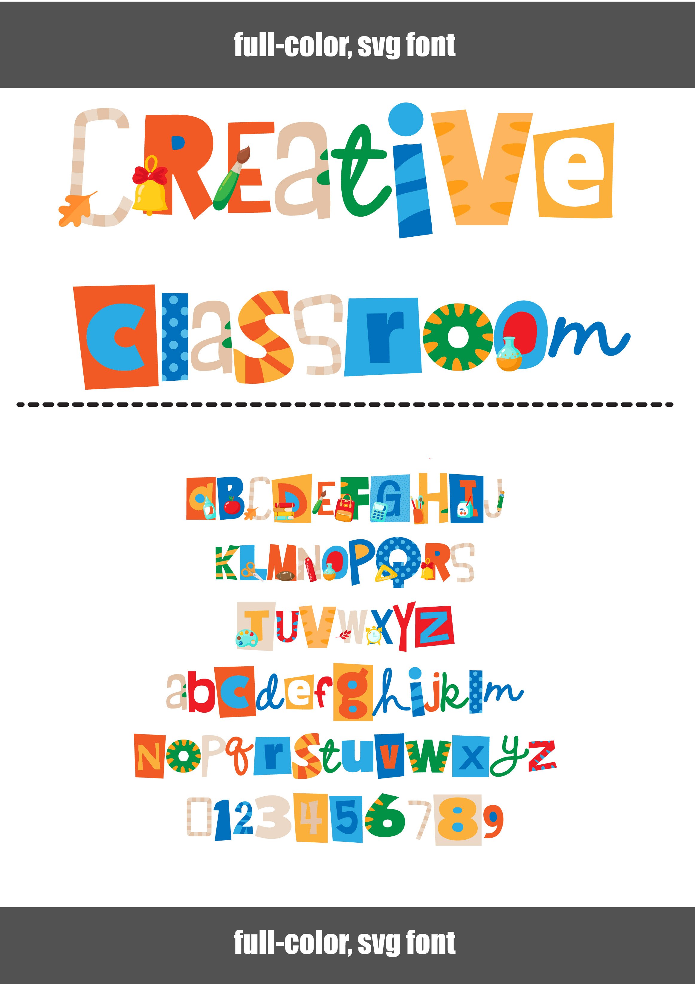 School Themed Full Color SVG Font