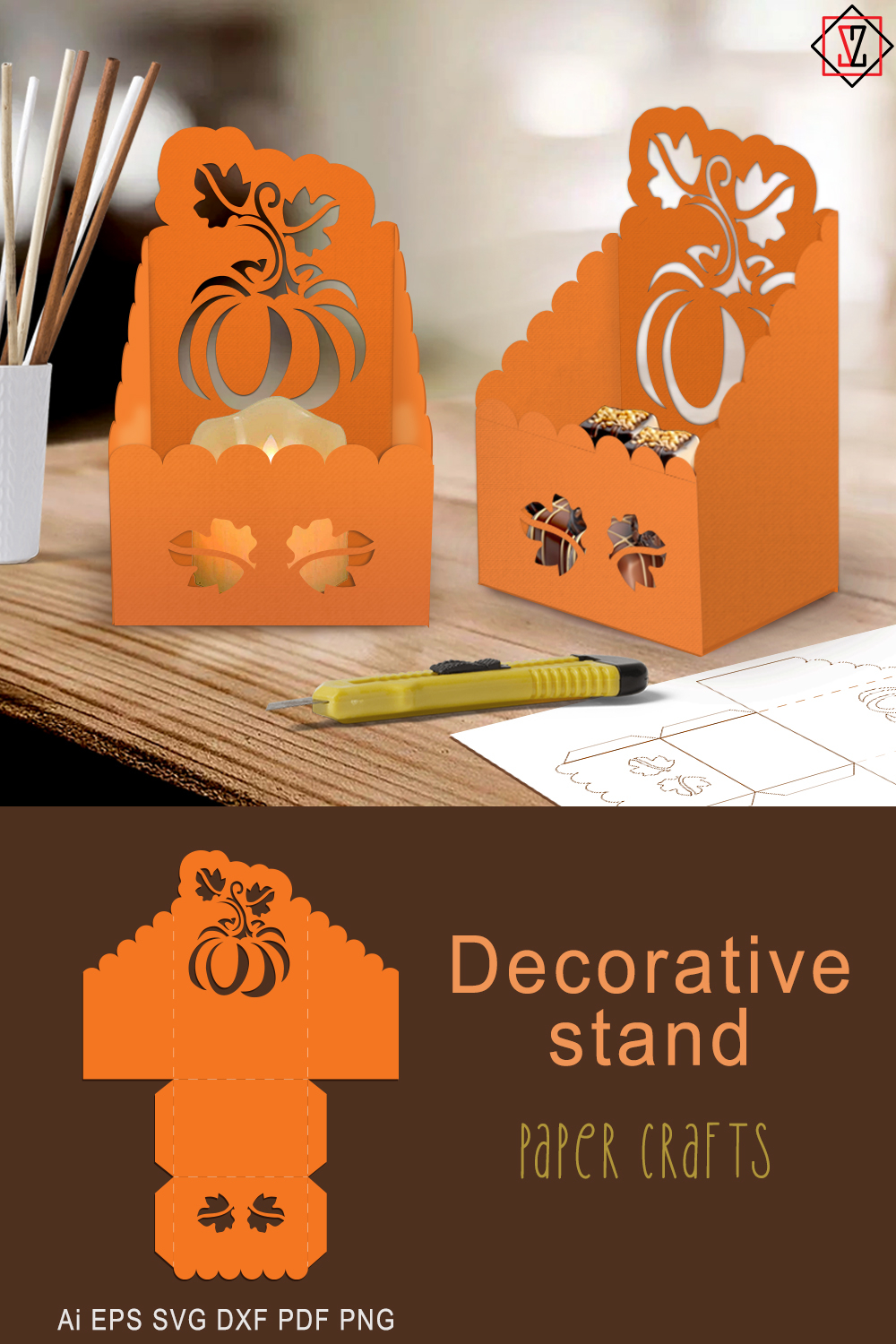 Decorative autumn stand/box. Paper crafts