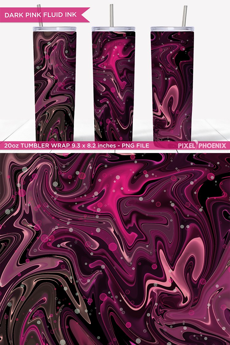 Dark Pink Fluid Ink Sublimation Wrap for 20oz skinny tumbler