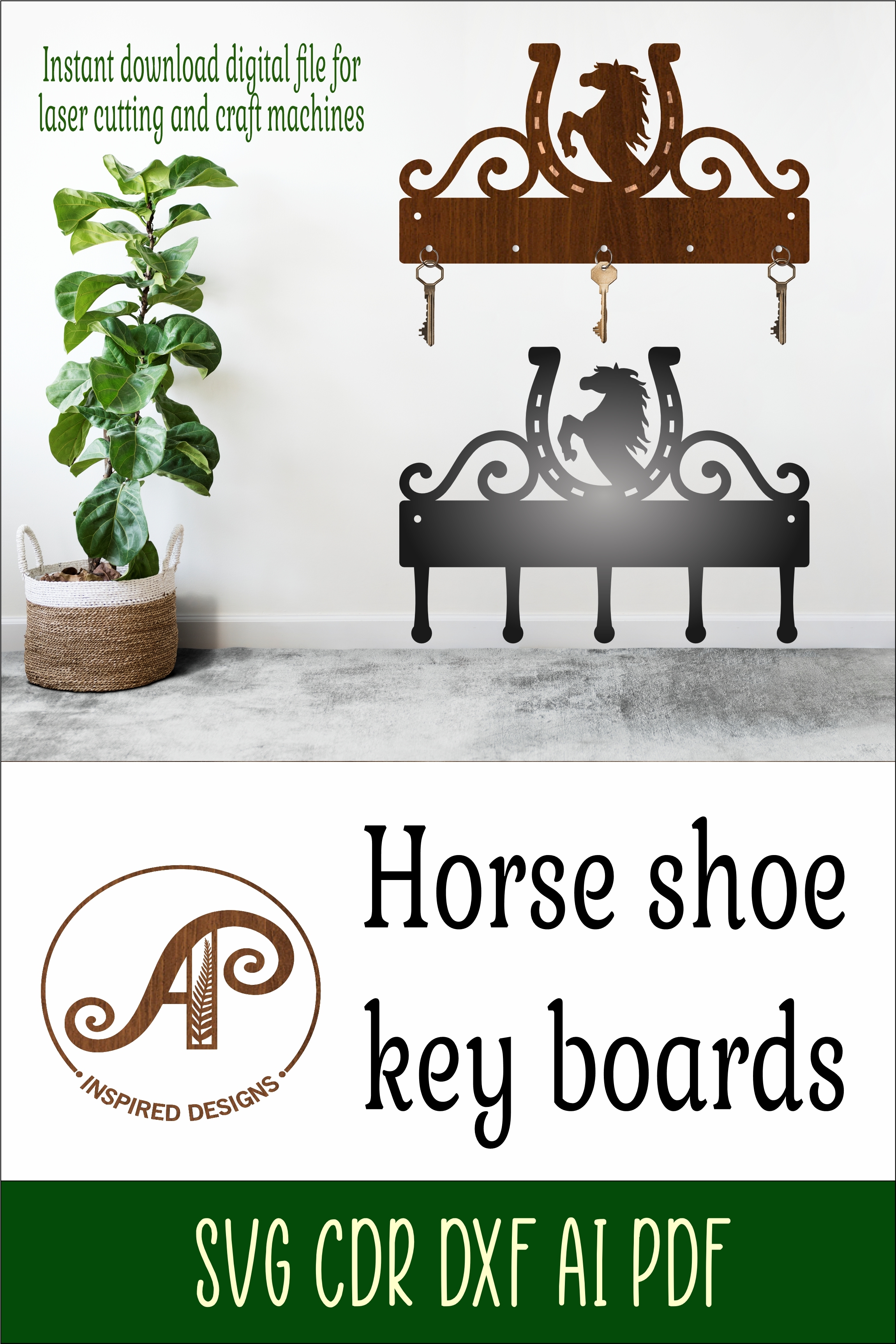 Horse shoe Key holder designs for wood and metal cutting