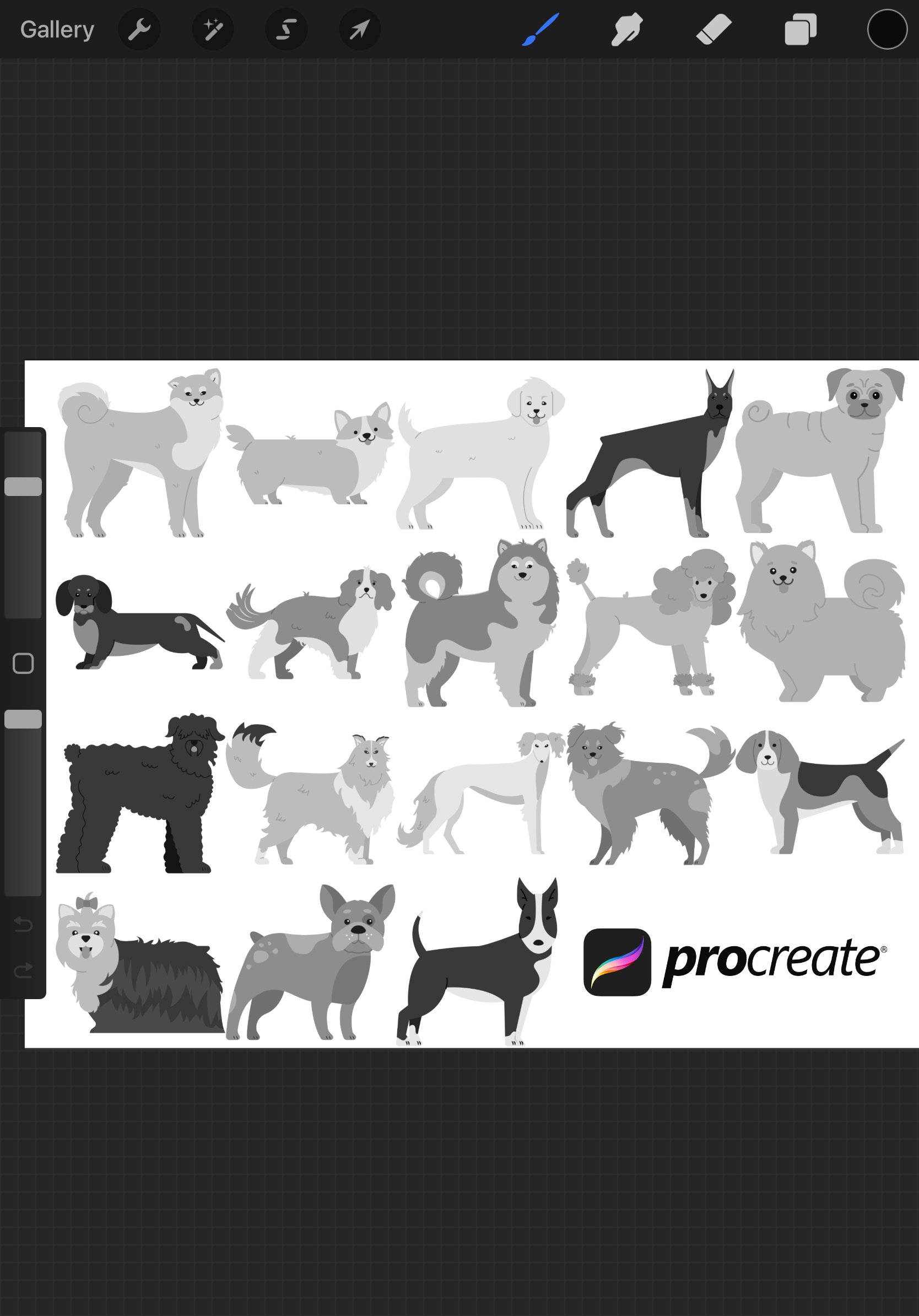 Cartoon Dogs Set 6, Procreate Brush Stamps, 18 Dogs