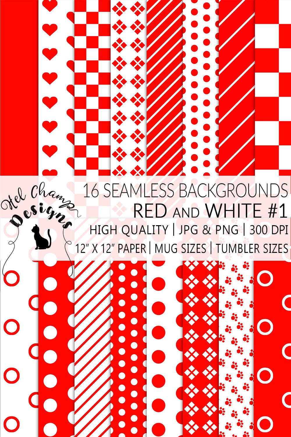 Red & White Collection #1 | Papers | Patterns | Sublimation