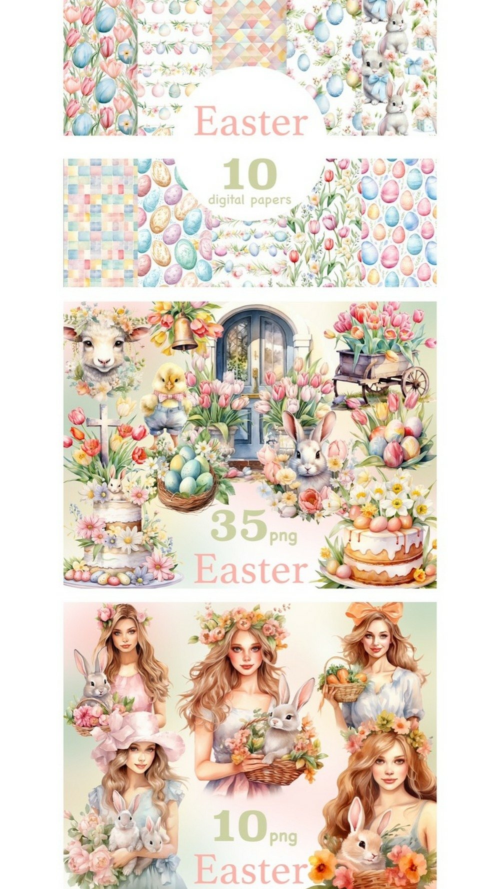 Easter Pastel Clipart | Spring Girl PNG