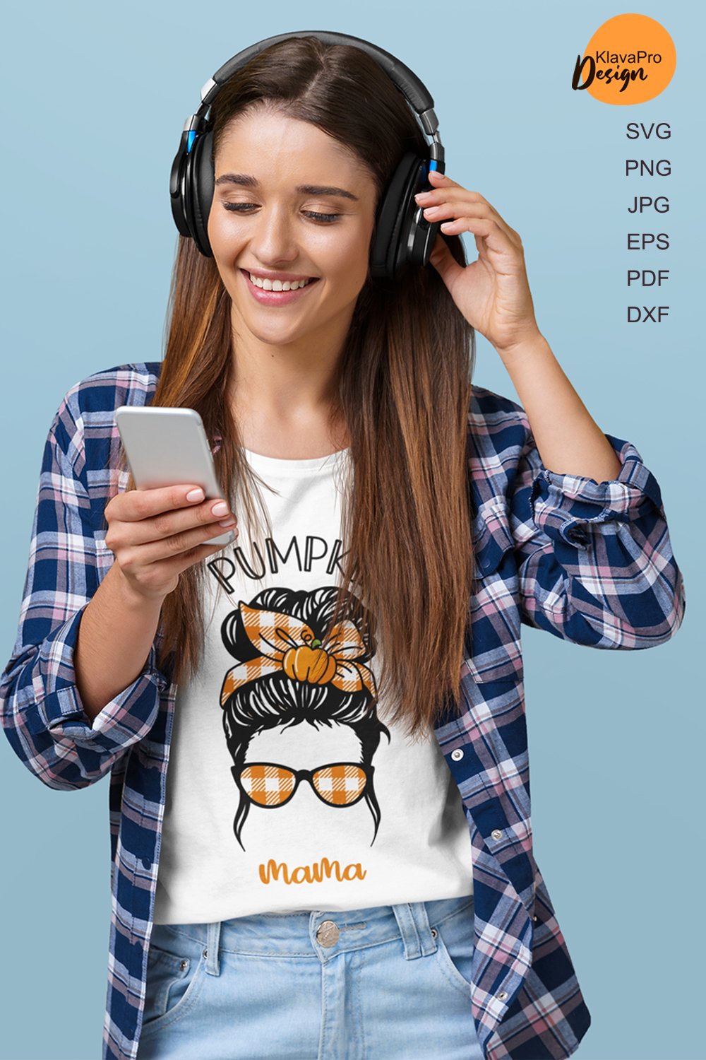 Fall Messy Bun SVG. Pumpkin Mama design