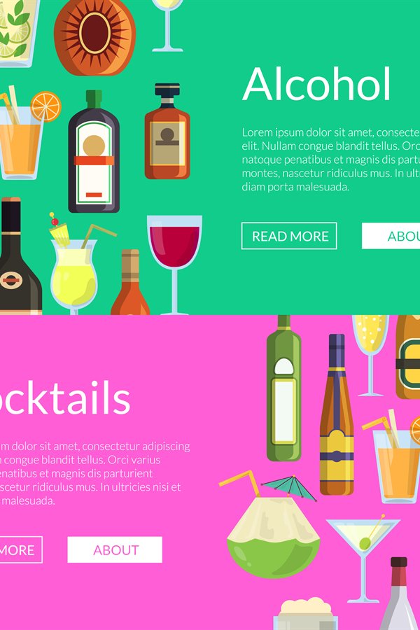 Vector banners illustration with alcoholic drinks (828399)