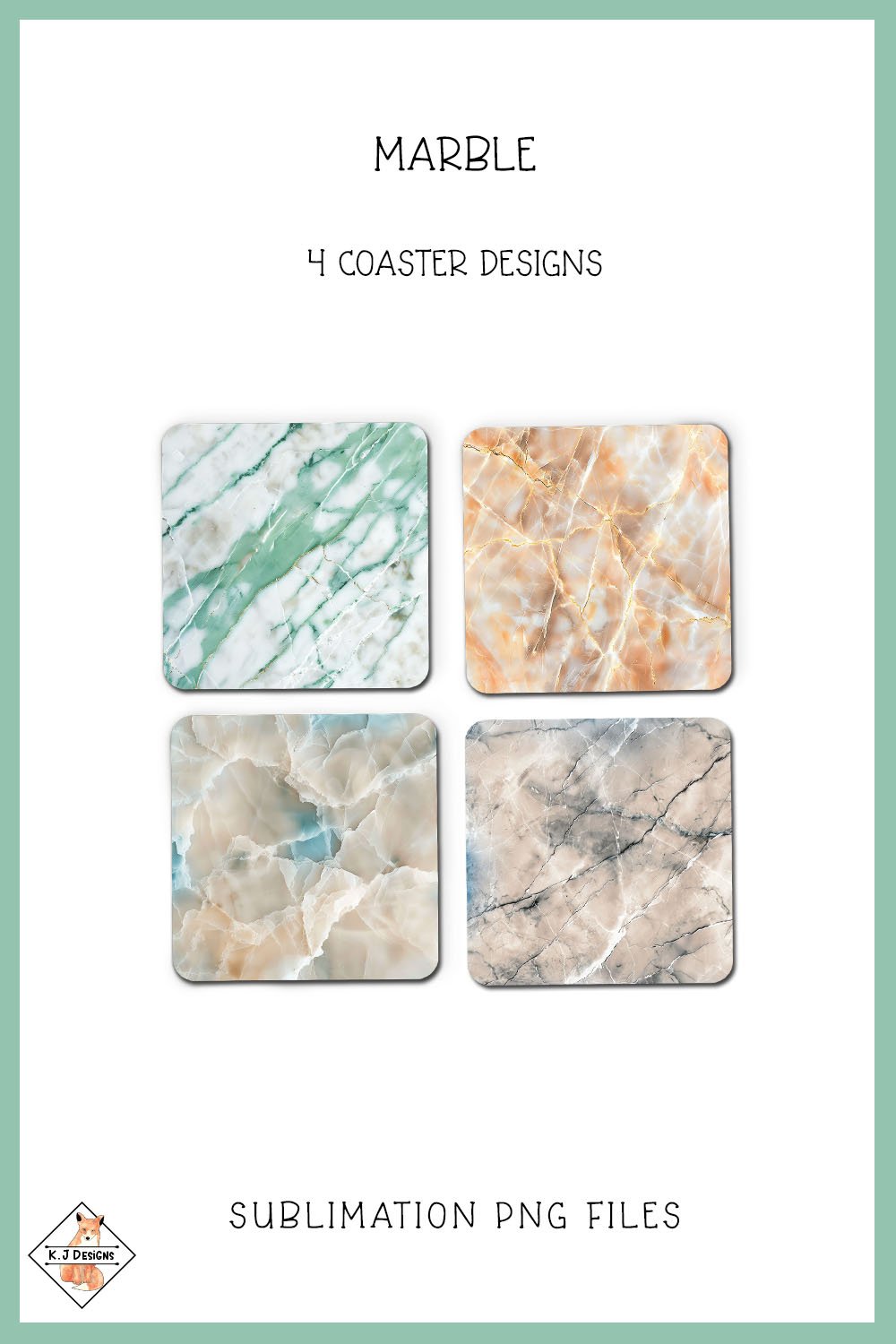 Marble Coaster Designs Sublimation
