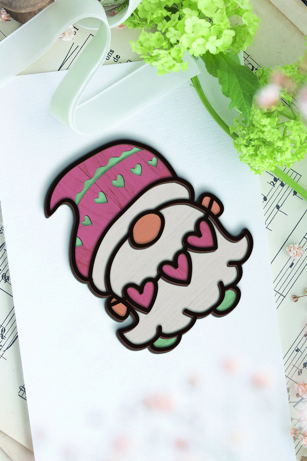 Gnome with Hearts Decorative Valentine's Day Template