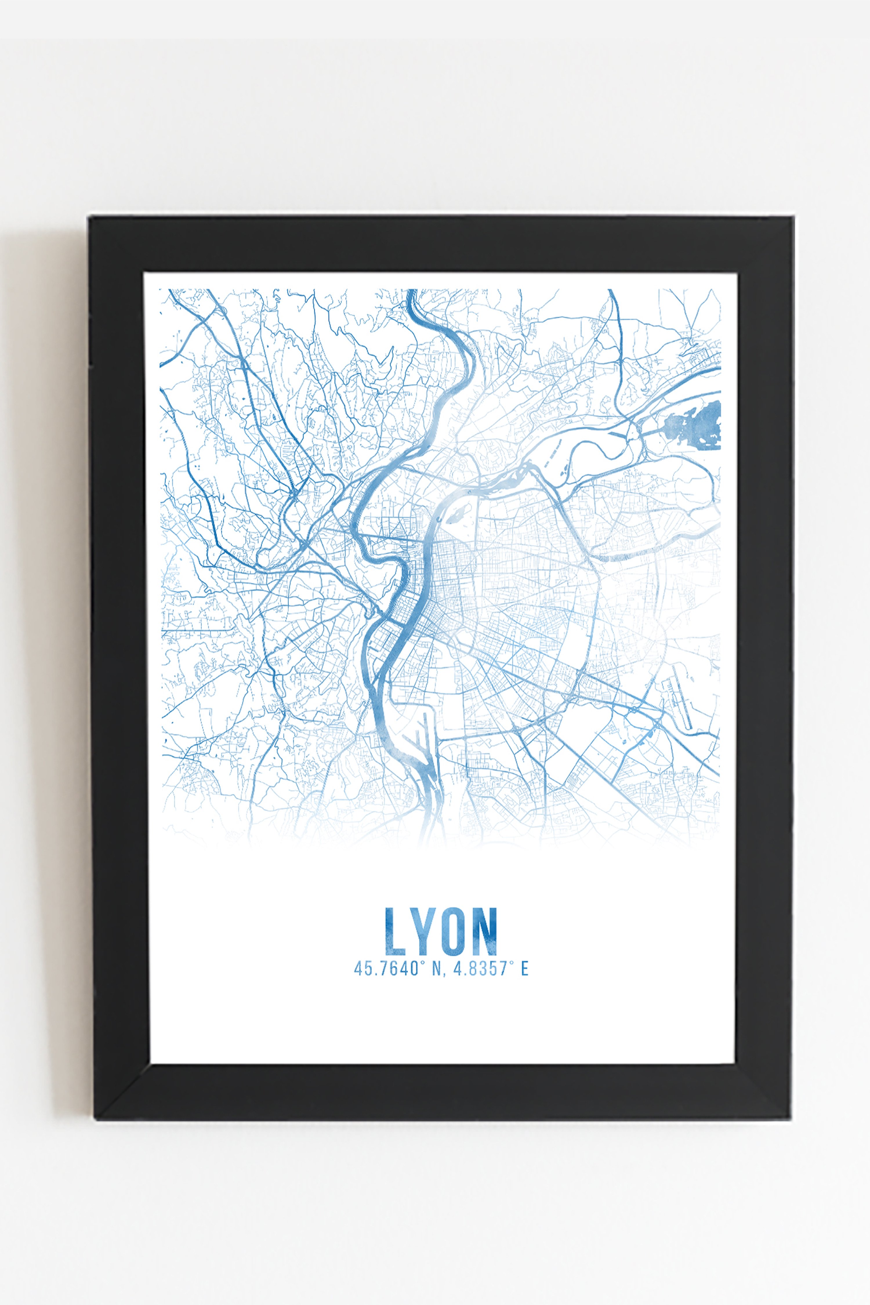 Lyon Watercolor City Map Poster