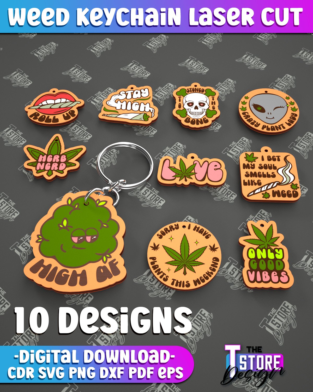 Weed Keychains Laser Cut Designs | Cannabis Quotes Bundle