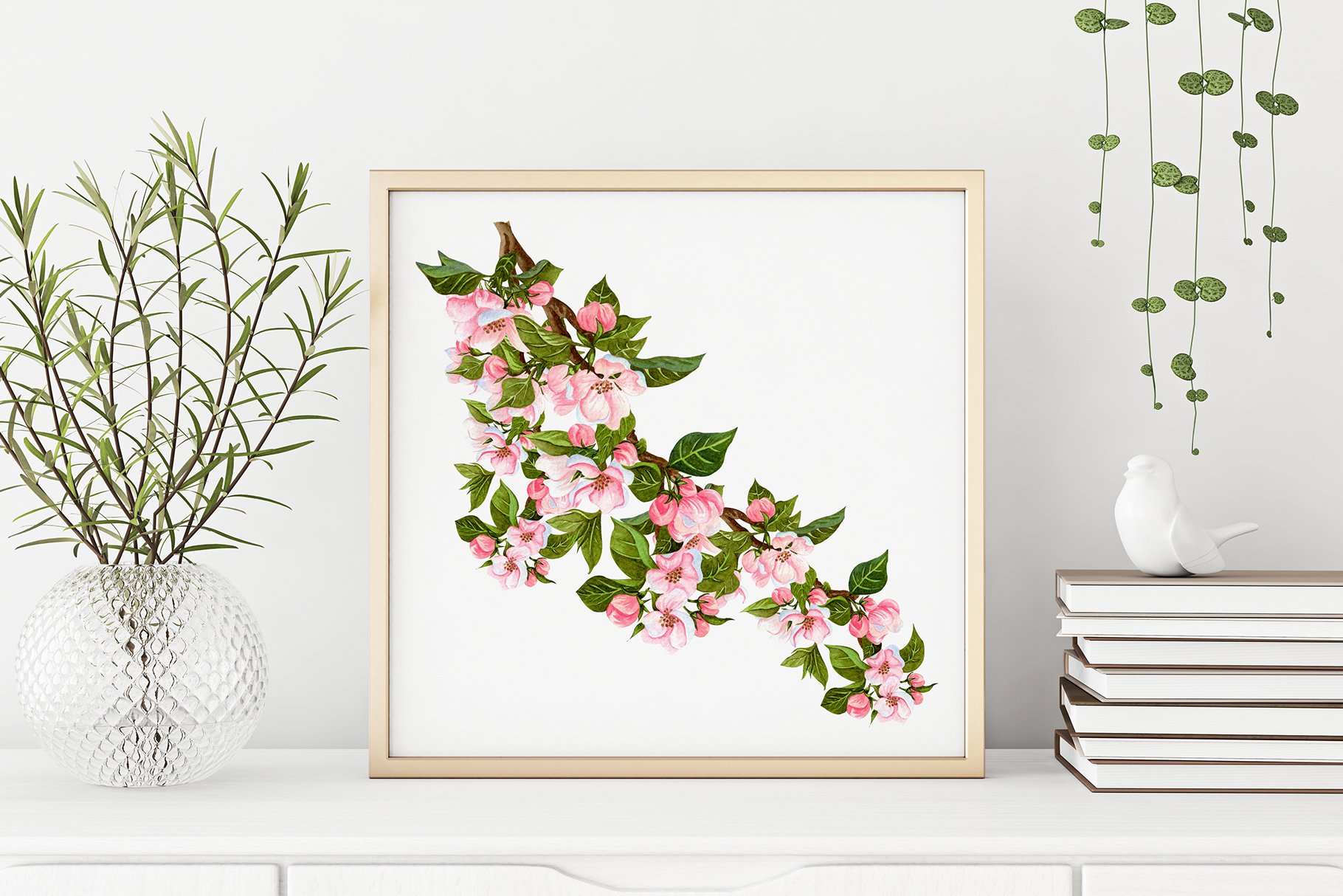 Apple Blossom Watercolor Clipart (412902)