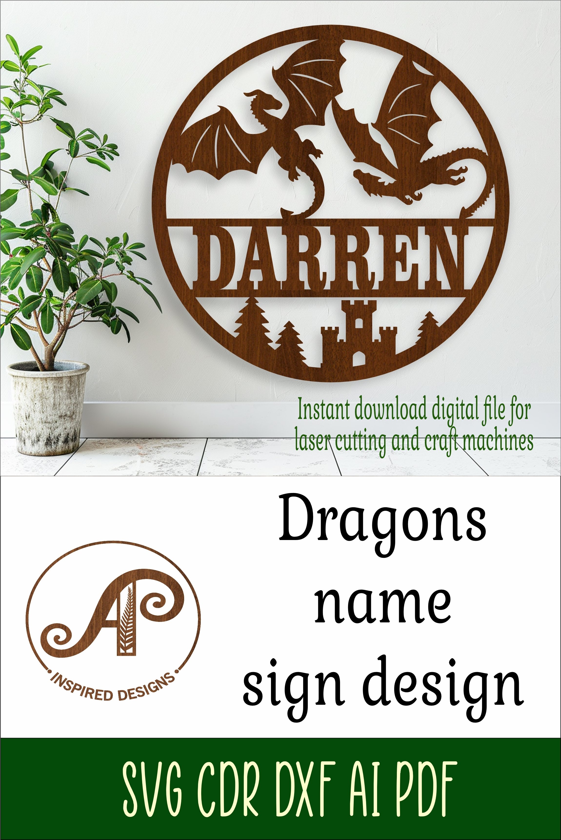 Dragons name wall art sign, SVG file