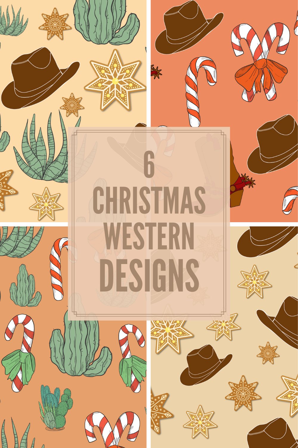 Christmas western seamless pattern cowboy digital (2151332)