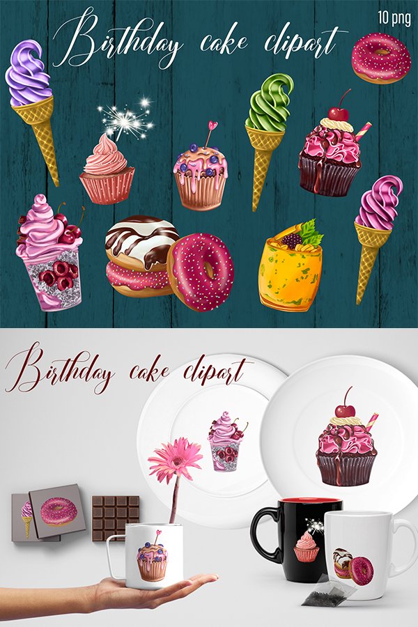 Cupcake Clipart. Ice cream cakes clipart