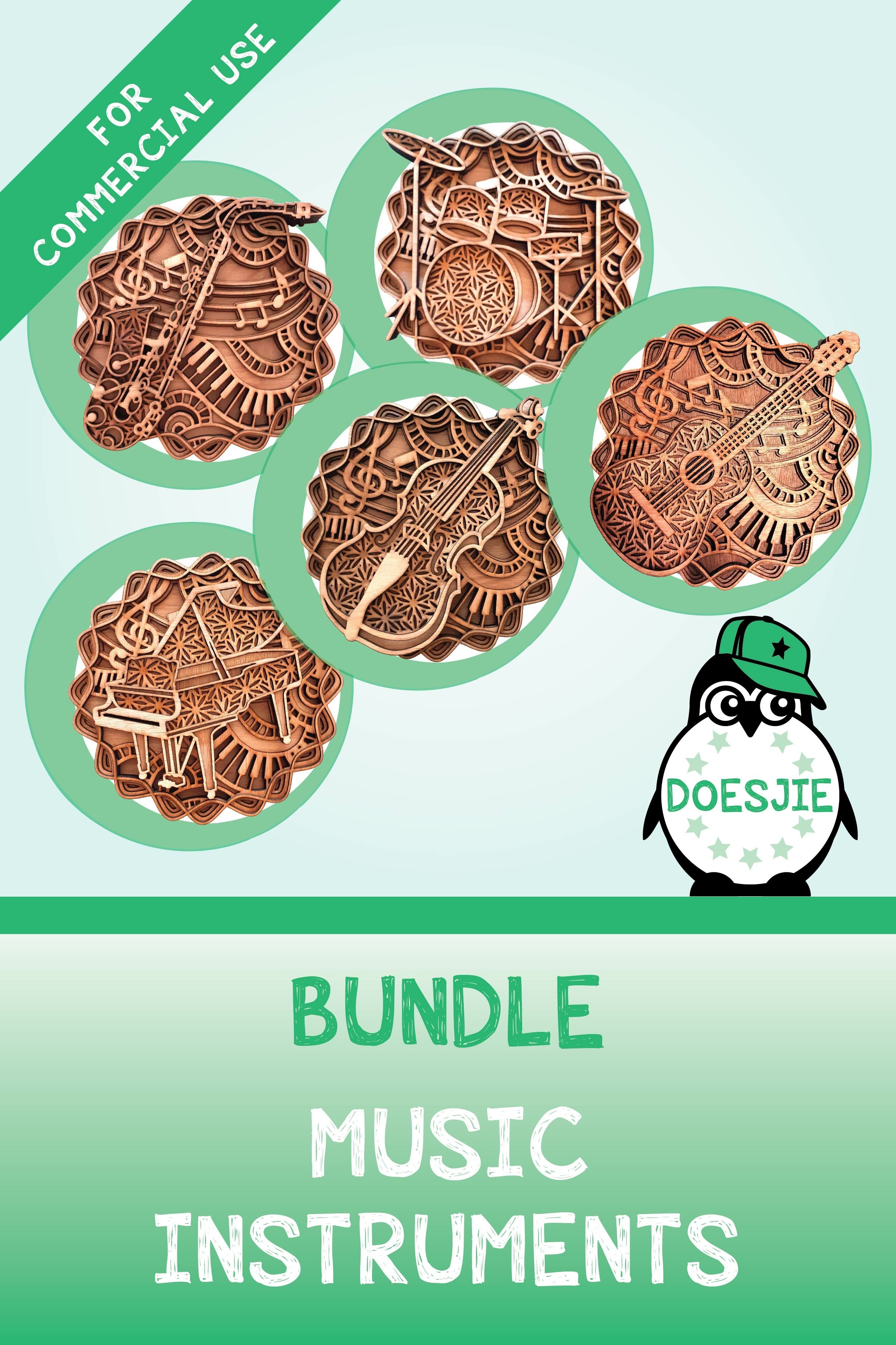 Bundle music instruments 3d svg layered guitar (1359068)