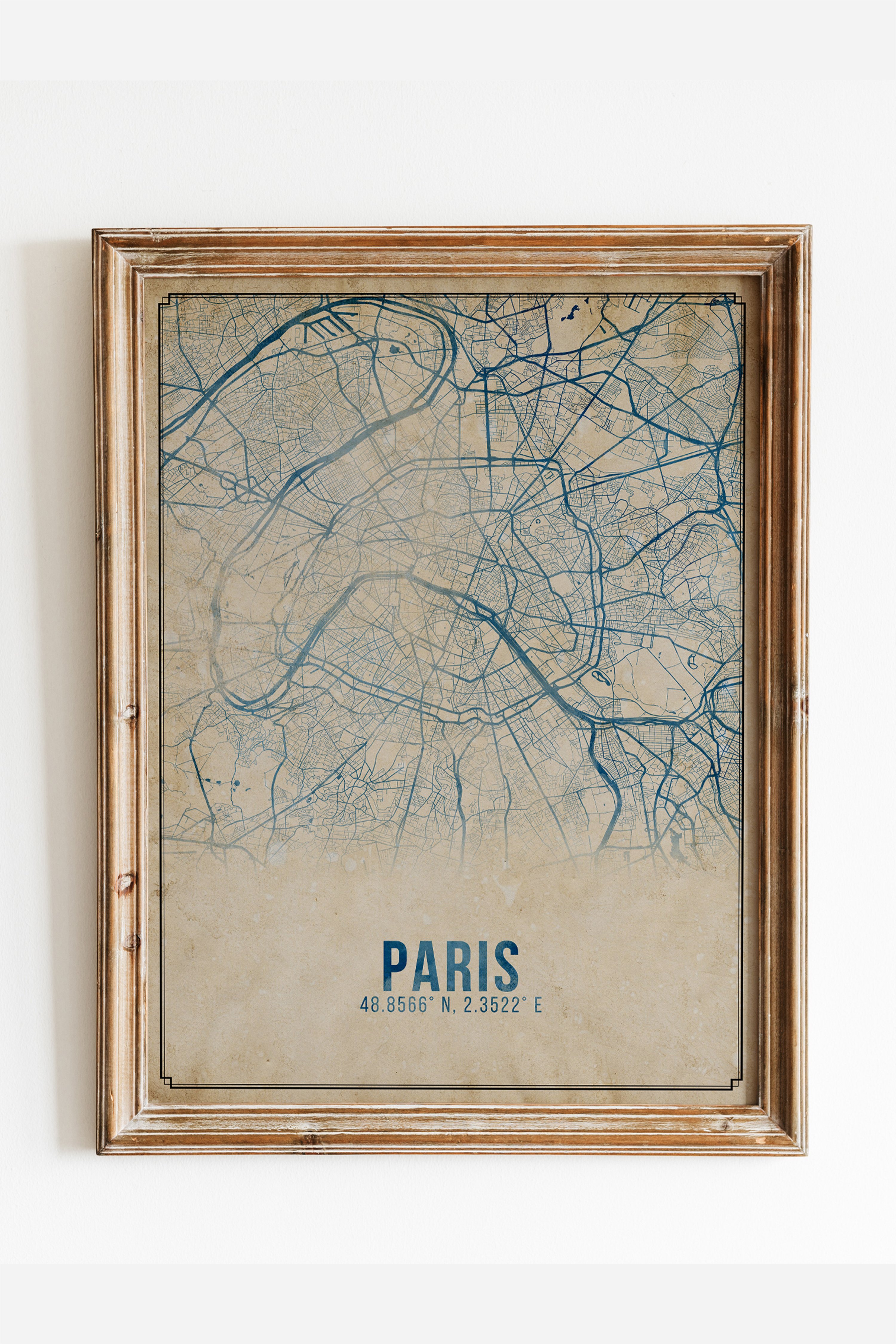 Paris Antique Watercolor City Map Poster (2061813)