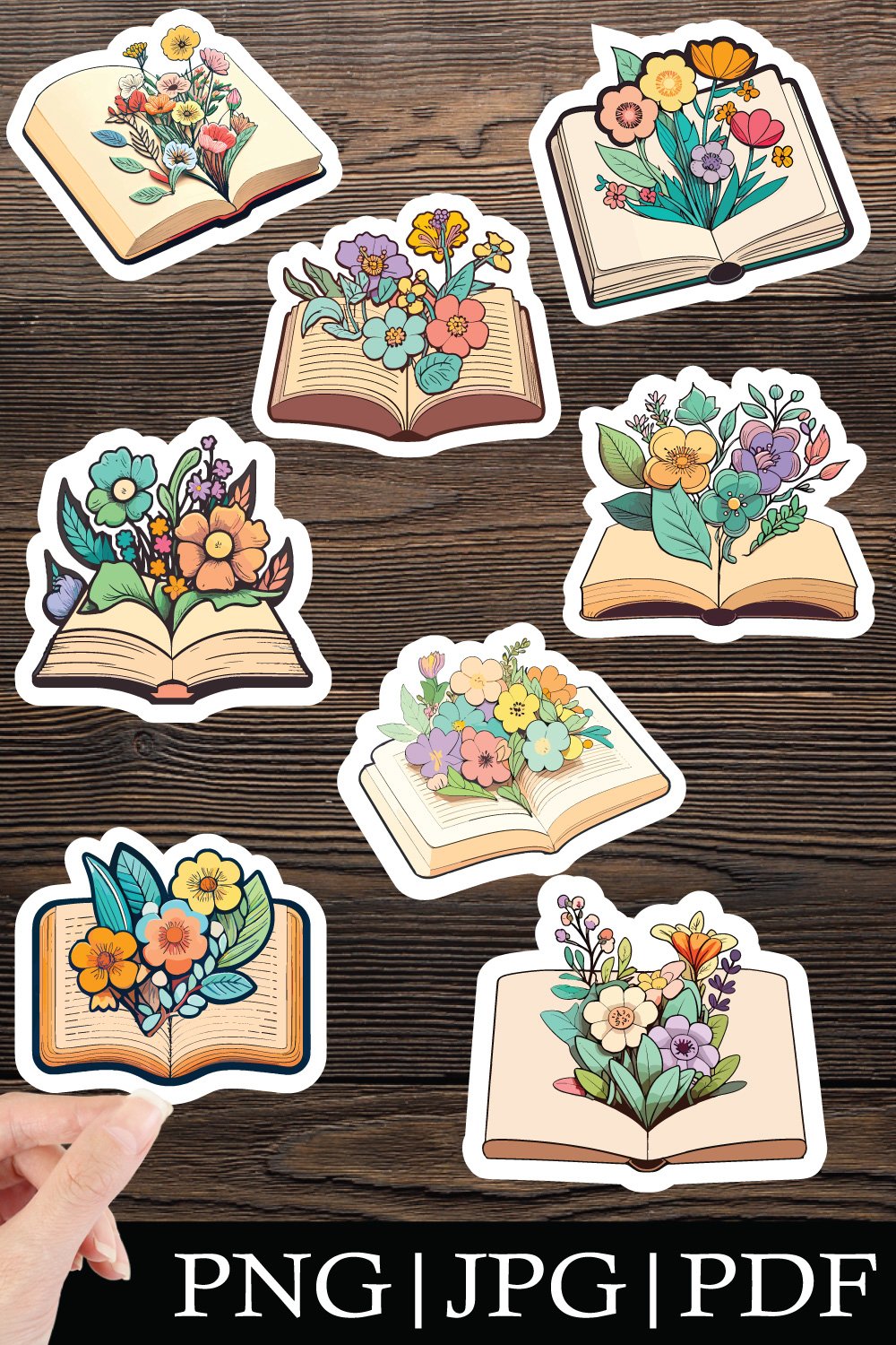 Book Lover Stickers, Open Book With Flowers Stickers
