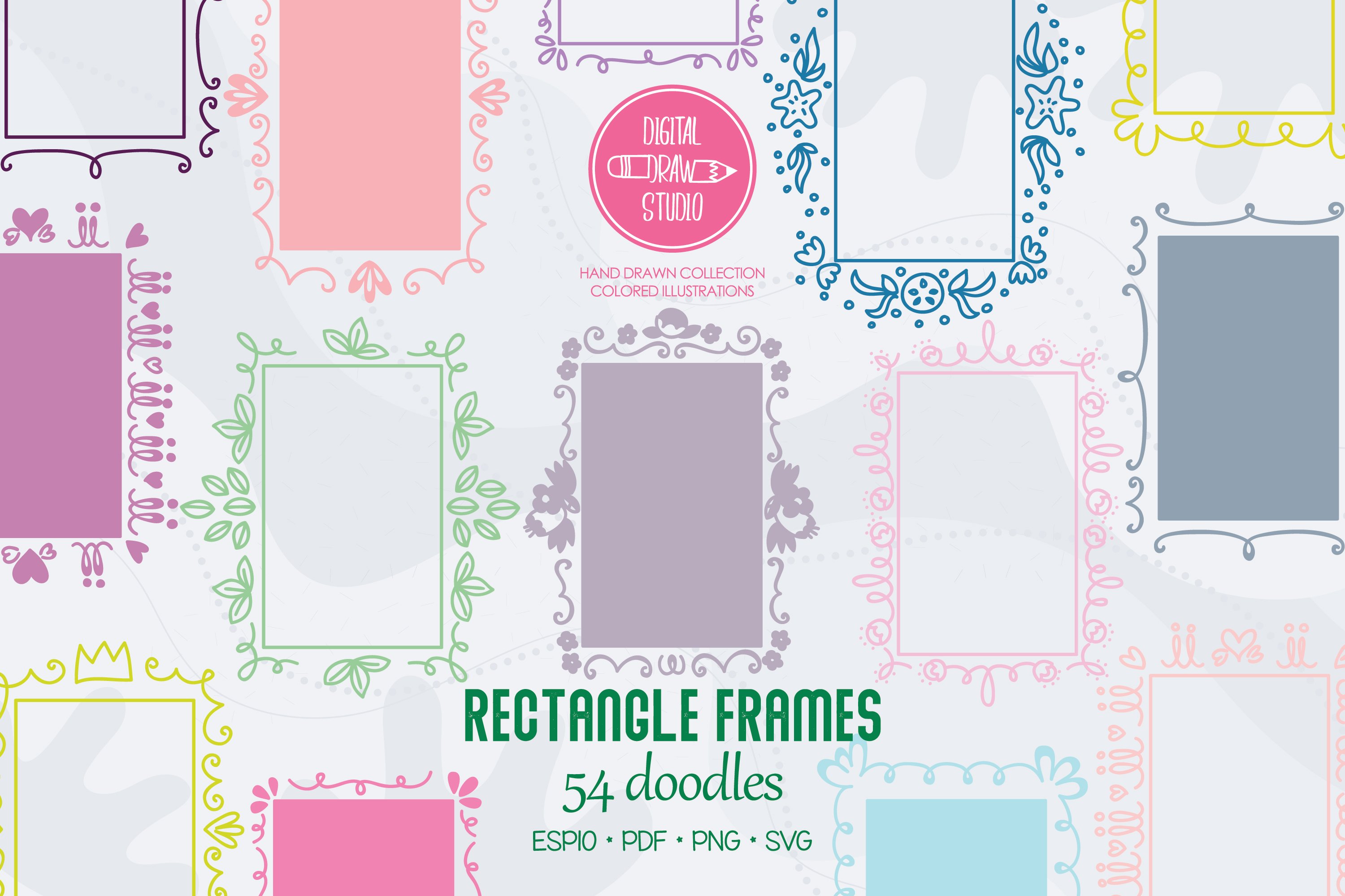 Colored Rectangle Doodle Frames | Hand Drawn Oblong Border