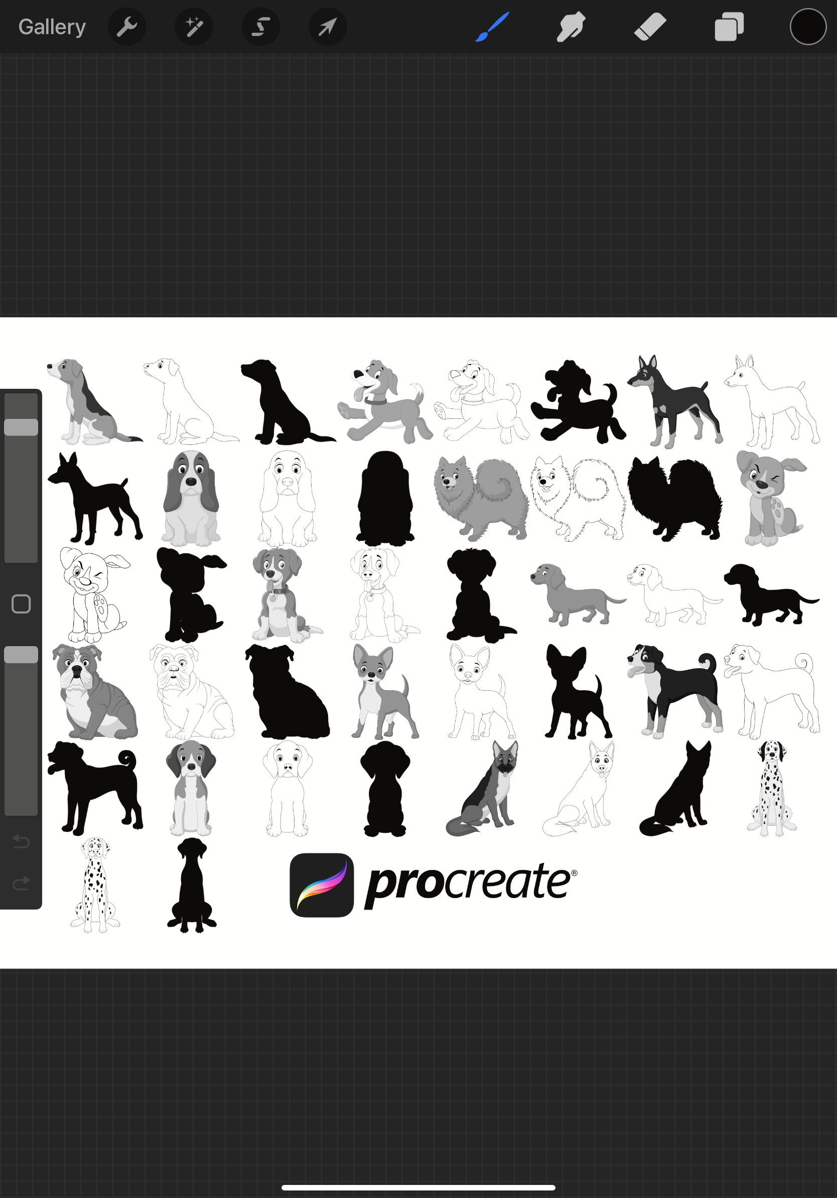 Cartoon Dogs, Outlines & Silhouette Procreate (2319145)