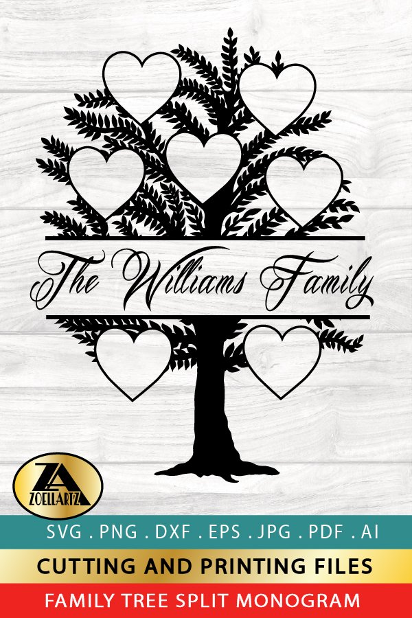 Family Tree SVG Family split Monogram SVG Farmhouse Sign SVG