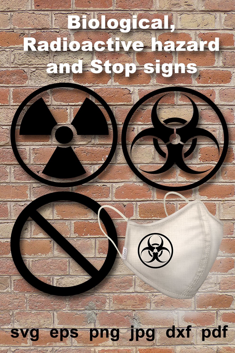 Biological, Radioactive hazard and Stop signs SVG bundle.