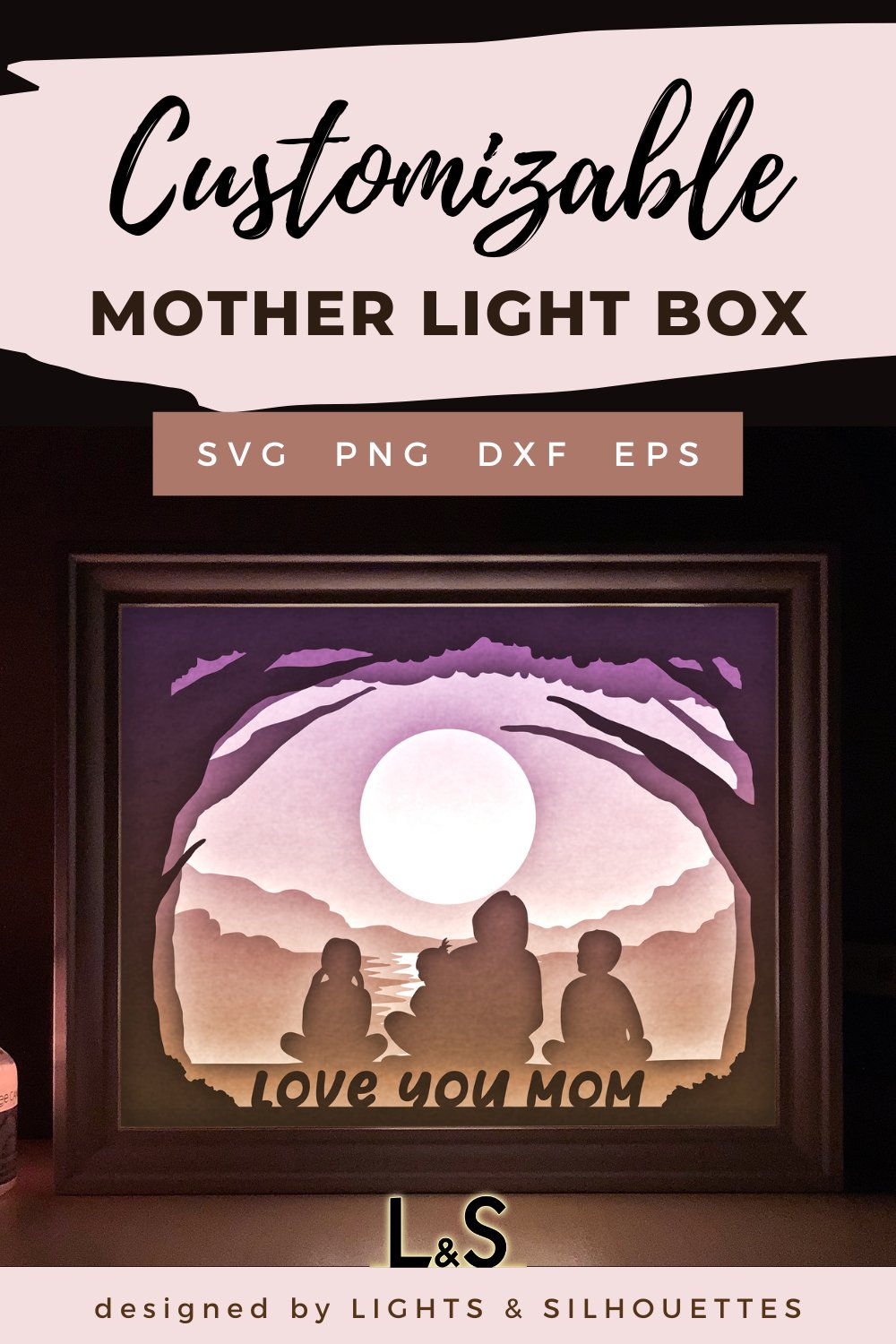 Mom Shadow Box svg File| Paper Cut Light Box Template