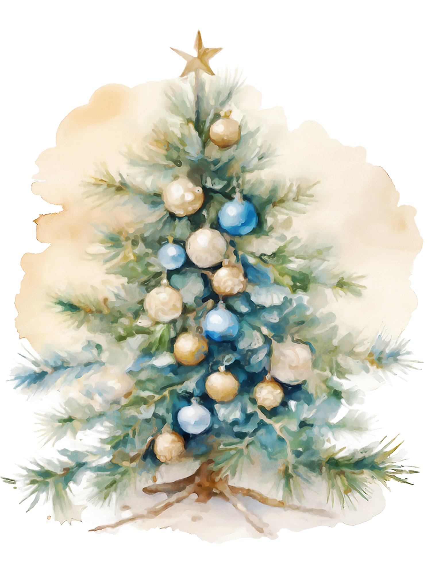 Christmas Tree Sublimation Watercolor Clipart / (2962507)