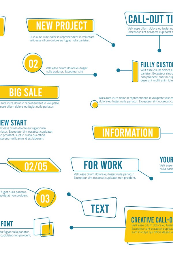 Callout banners. Digital labels social boxes text templates