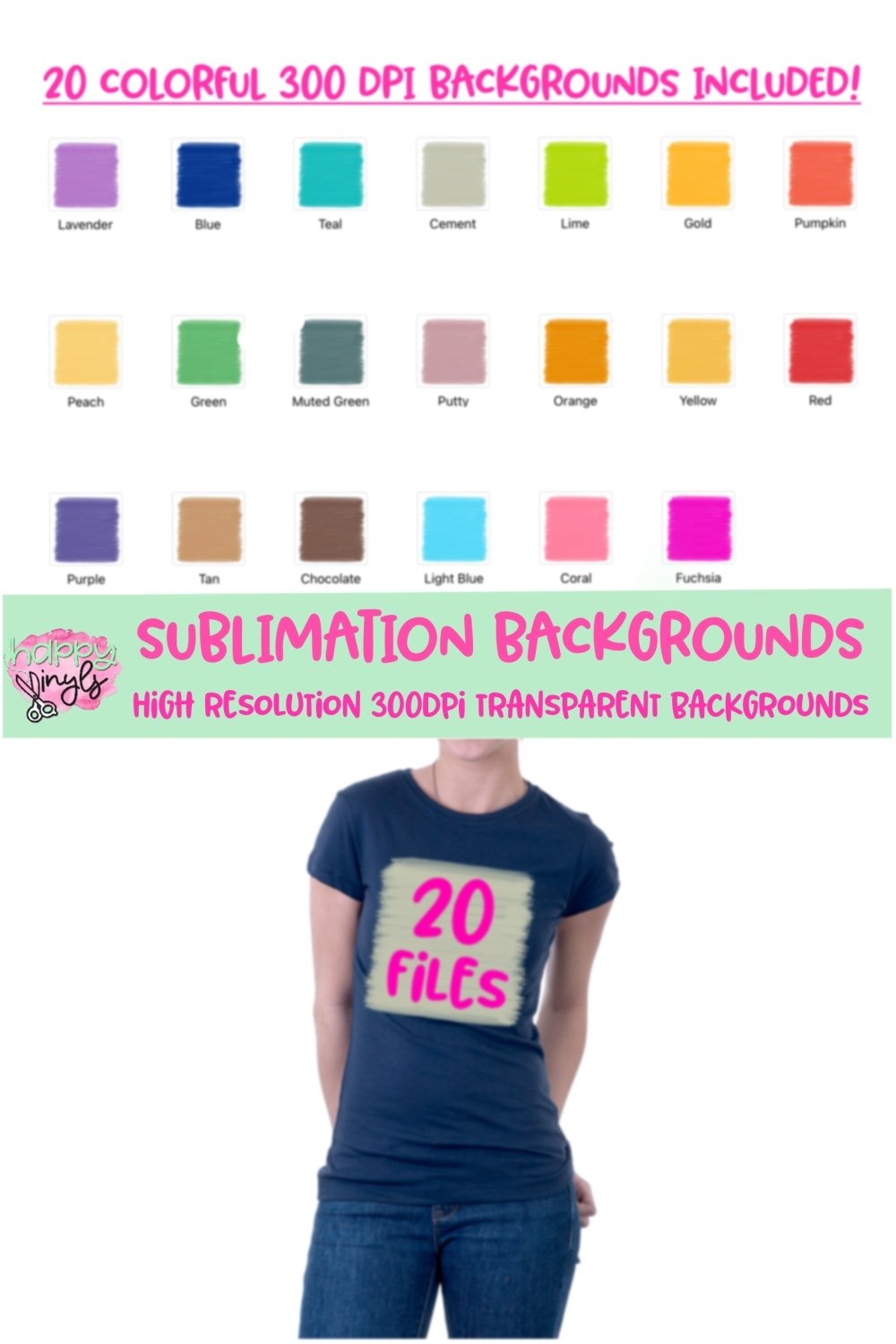 20 Colorful PNG Backgrounds - A Sublimation Bundle