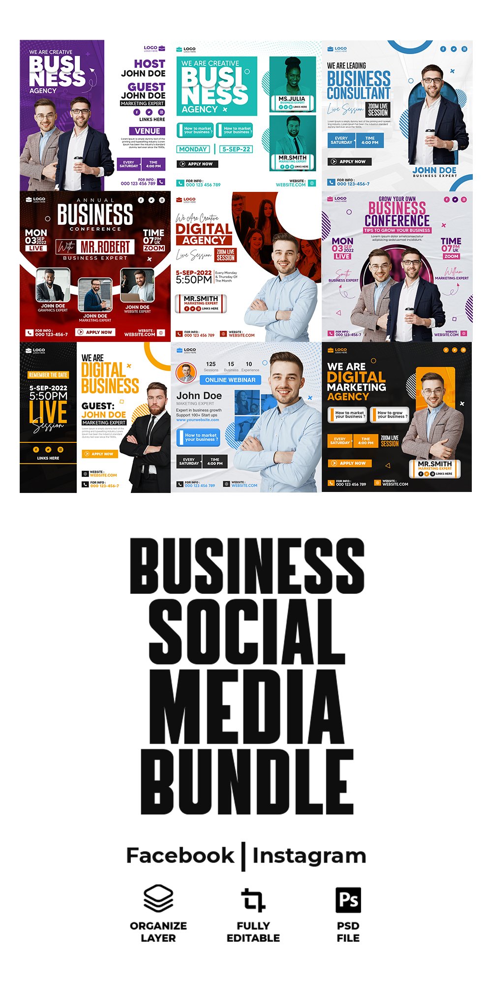 9 Business social media template bundle designs 2