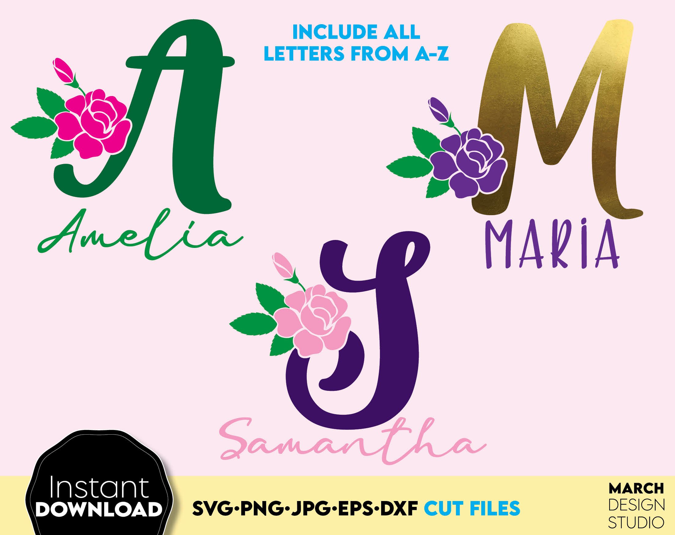Floral Monogram SVG, Baby monogram SVG, Girl Monogram SVG