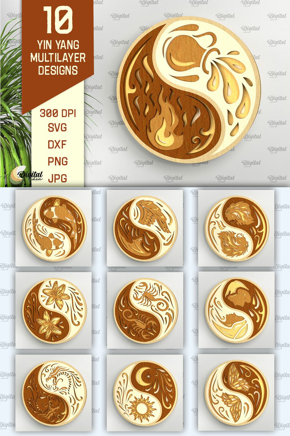 YIN YANG Multilayer Laser Cut Bundle. Home Decor SVG