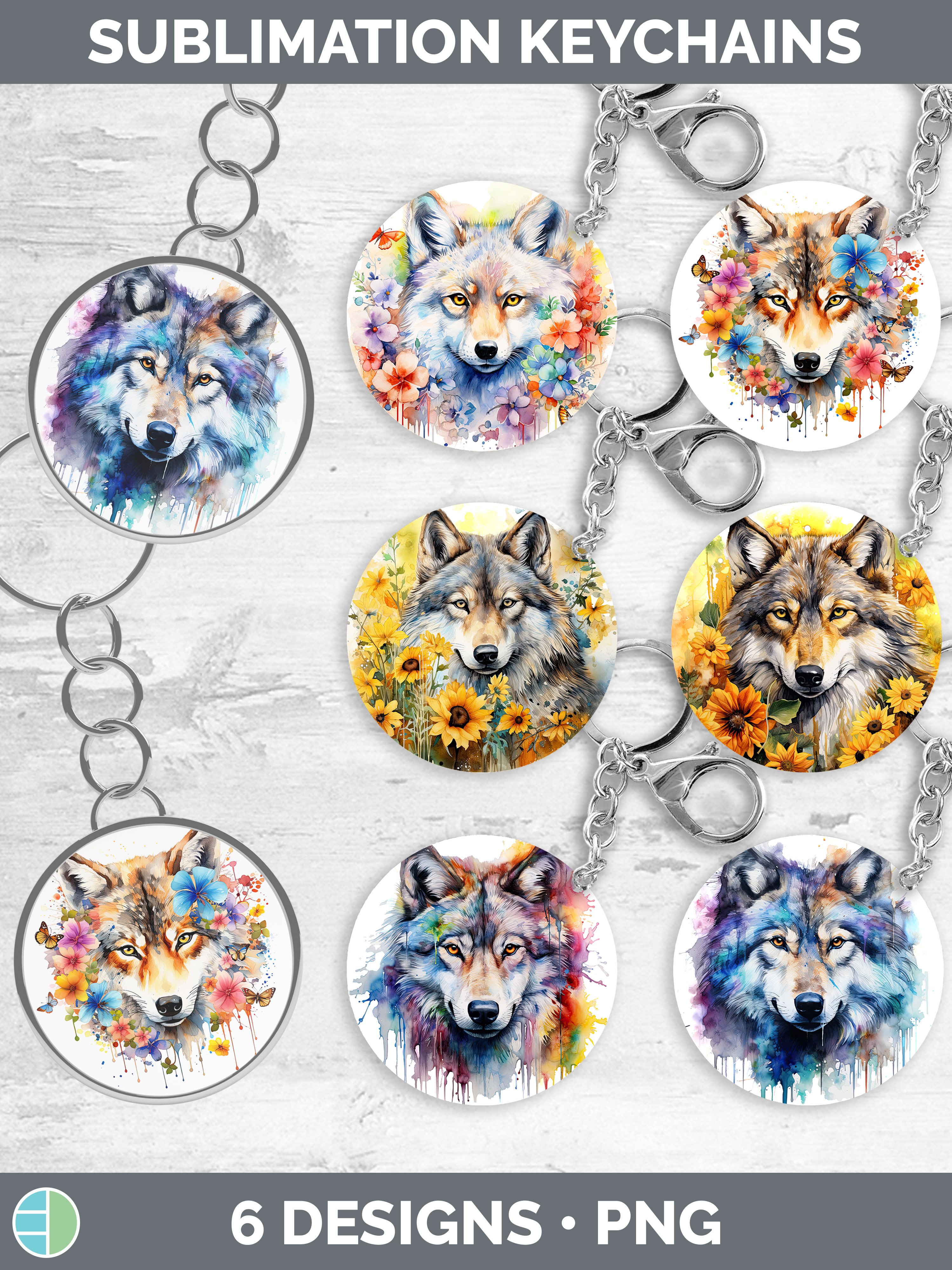 Pretty Wolf Keychain | Bundle Keyring Designs