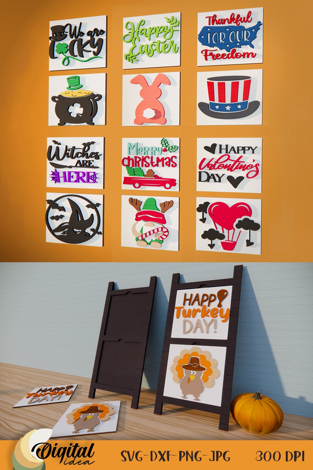 Leaning Ladder Sign Bundle. Vertical Sign Laser Cut