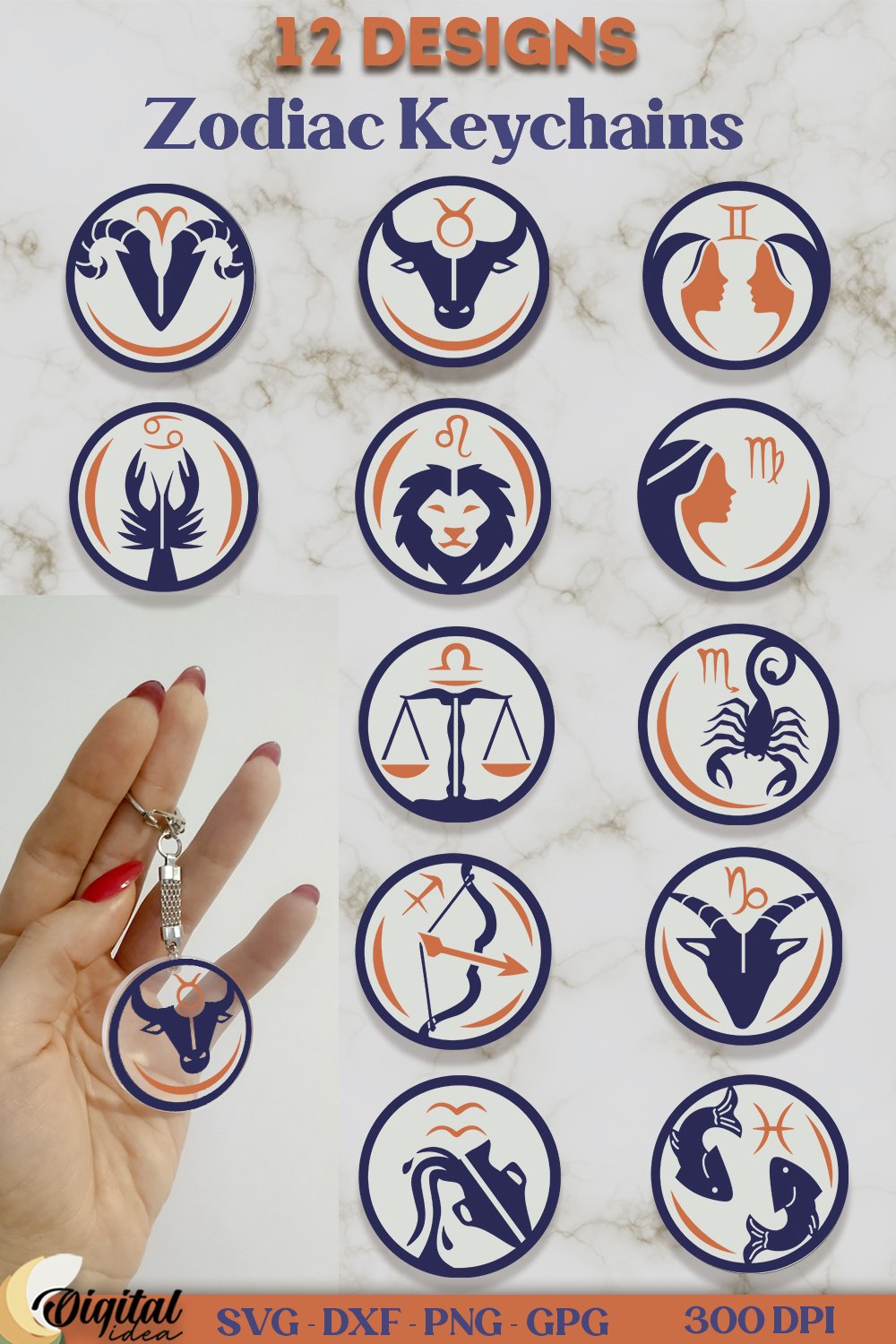 Zodiac Keychain Bundle SVG. Astrology Acrylic Keychains SVG