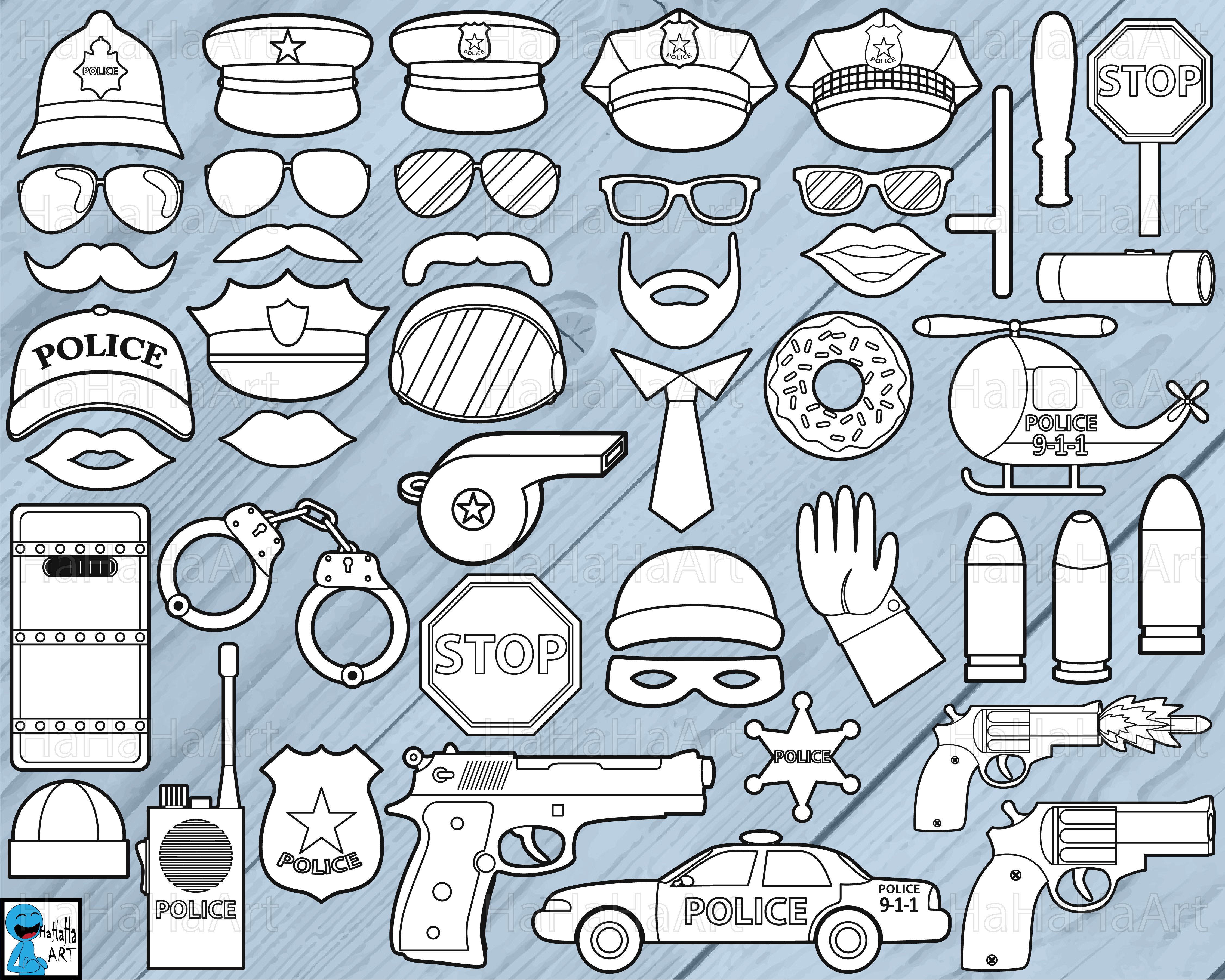 Outline Police Props - Clip art / Cutting Files 1261c