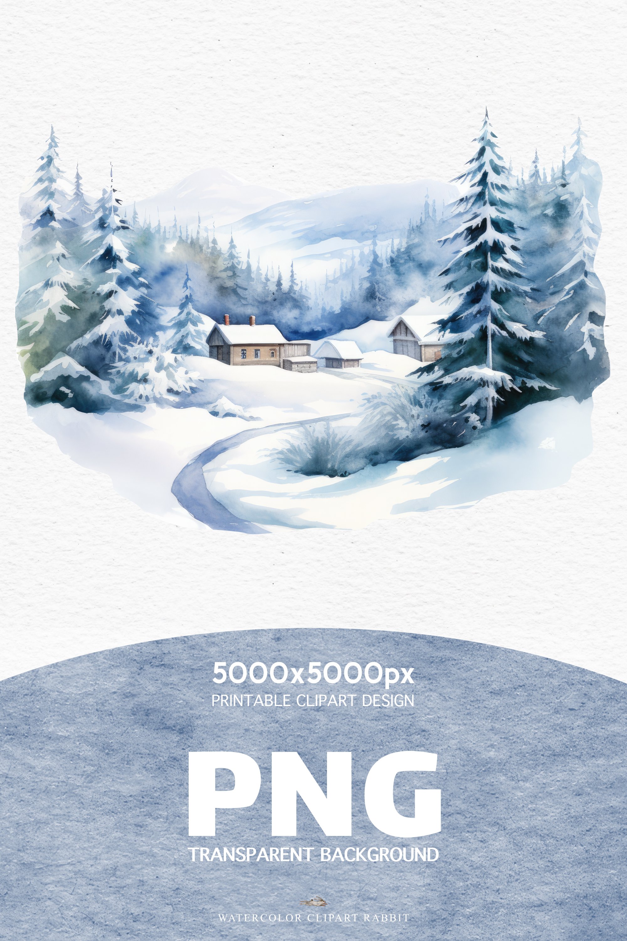 Christmas Winter Forest Snow Landscape Clipart Holiday PNG