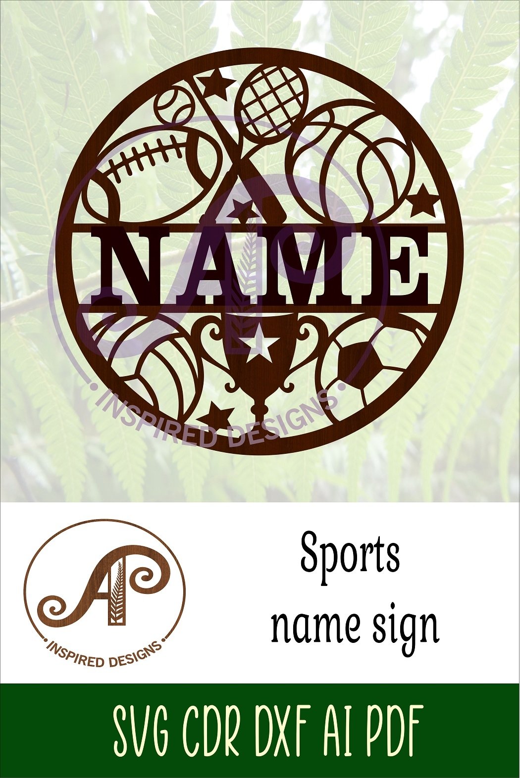 Sport name sign svg laser cut template