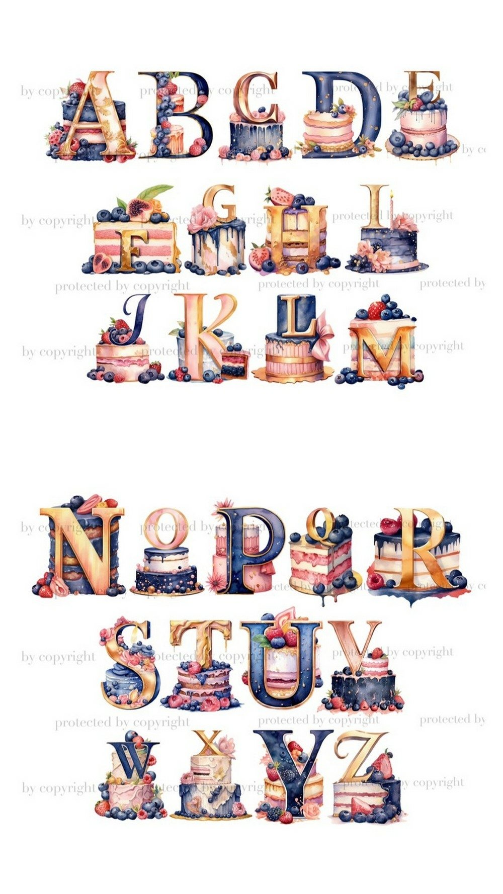 Birthday Cake Alphabet | Invitation Birthday Clipart