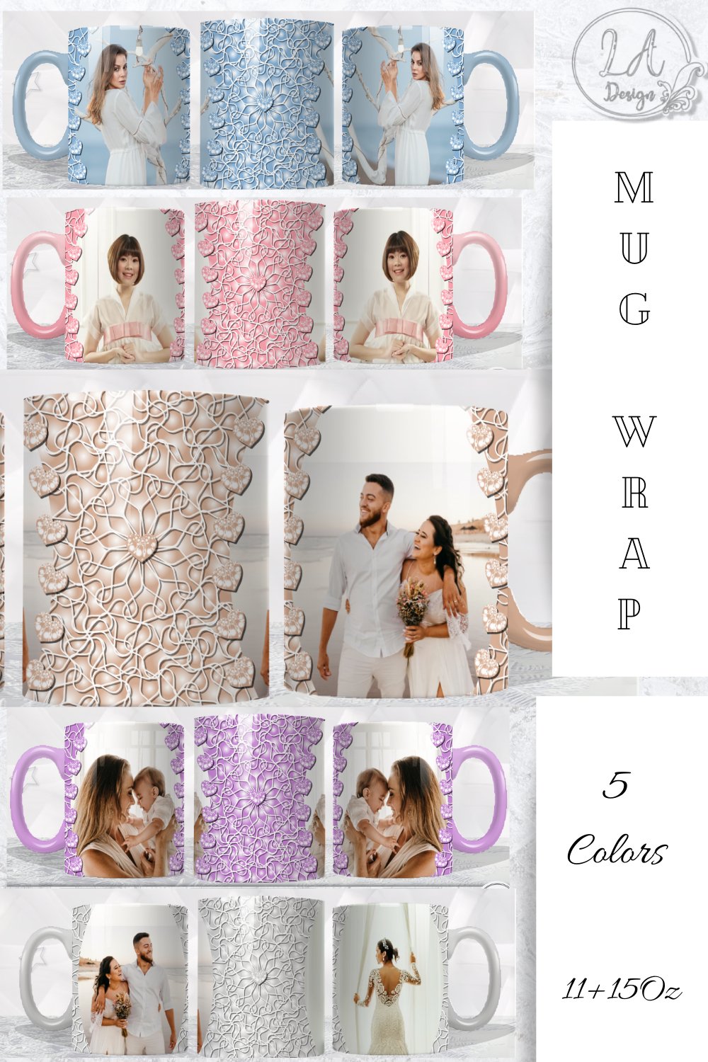 Photo Mug Sublimation Bundle. Wedding Photo Mug Wrap Designs