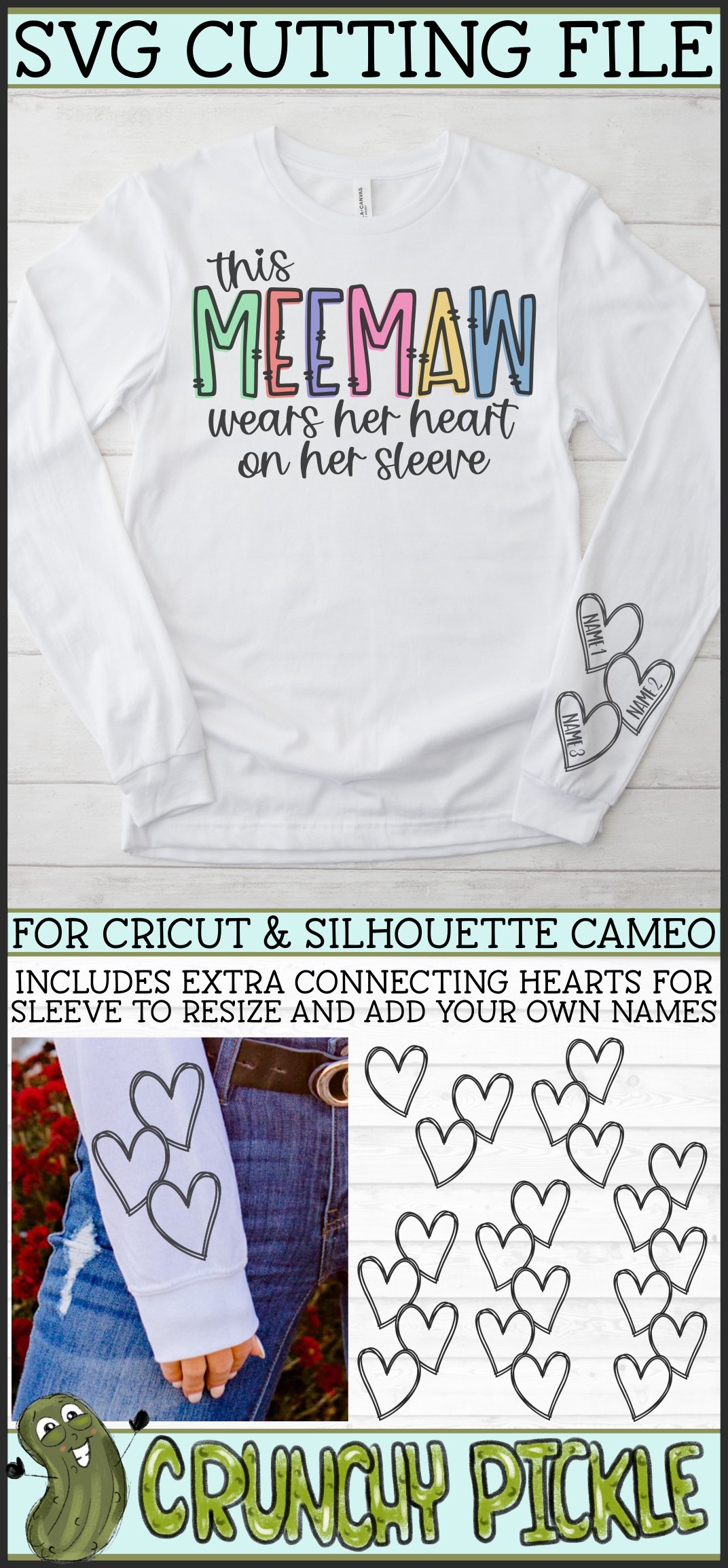 This Meemaw Wears Her Heart on Her Sleeve SVG File