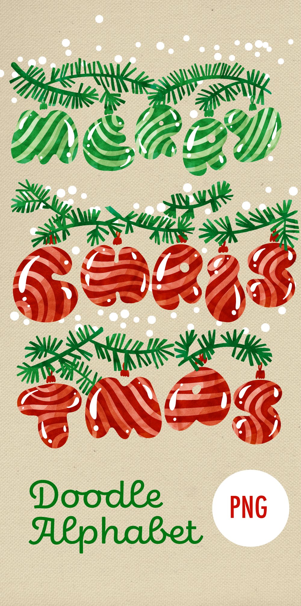 Christmas Alphabet Numbers & Letters: Xmas sublimation PNG