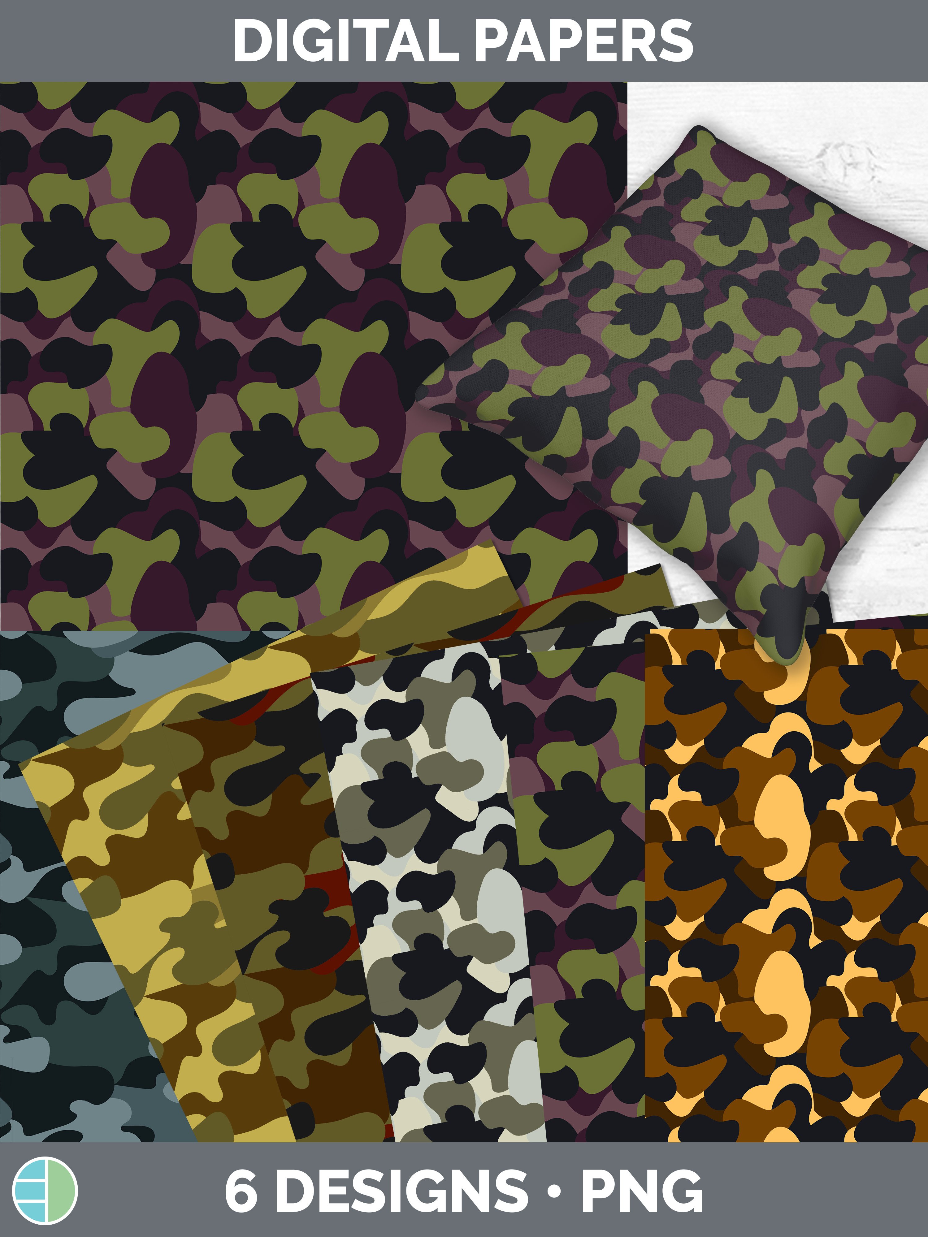 Camo Backgrounds | Digital Scrapbook Papers