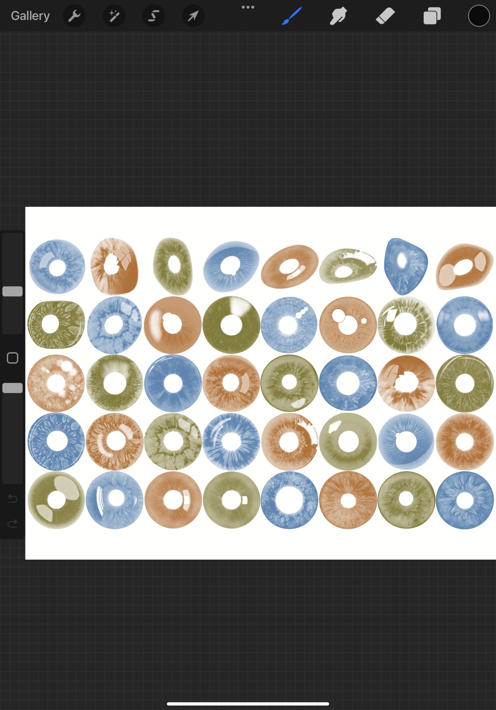 Eye Iris Set 1 Procreate Brush Stamps, 40 Eye Iris