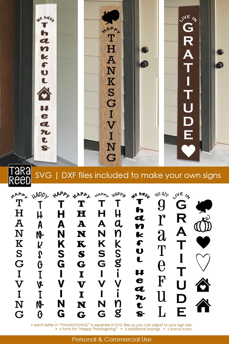 Thanksgiving Vertical Signs - SVG and DXF Files for Crafters